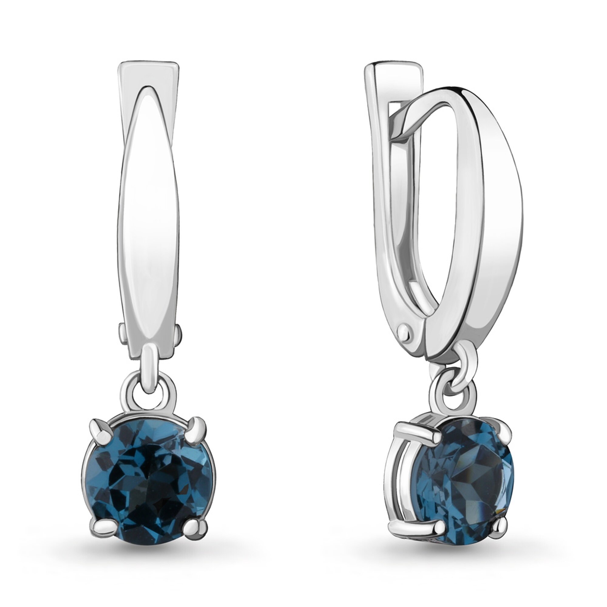 Серьги, серебро, 925 проба, родирование, Лондон топаз