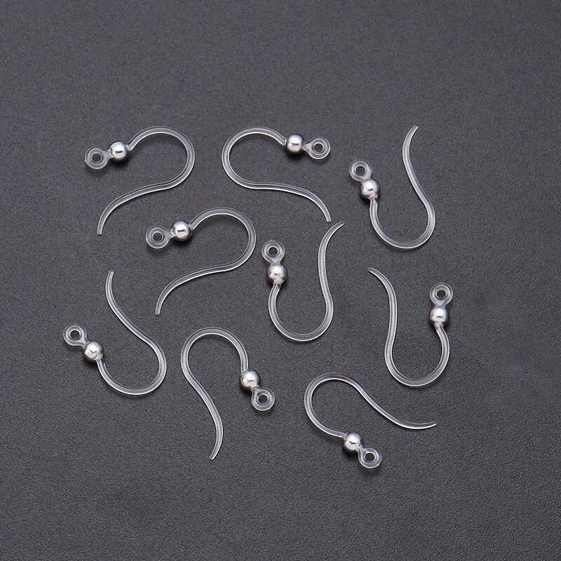Крючки для сережек прозрачные пластиковые 20 шт Rhodium