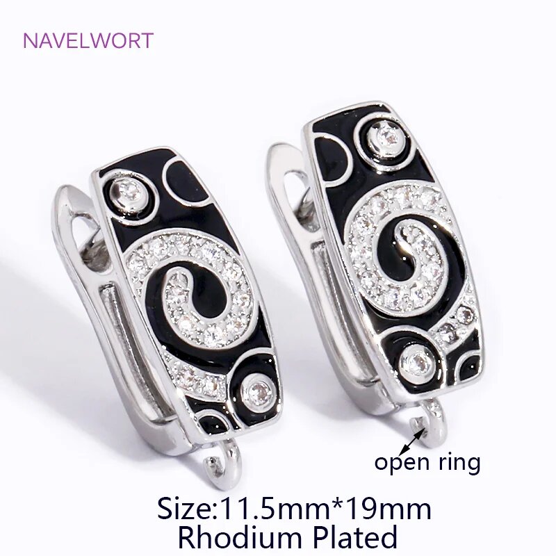 Фиксаторы для сережек NAVELWORT латунные золотистые с цирконами 4 pieces, Rhodium Plated