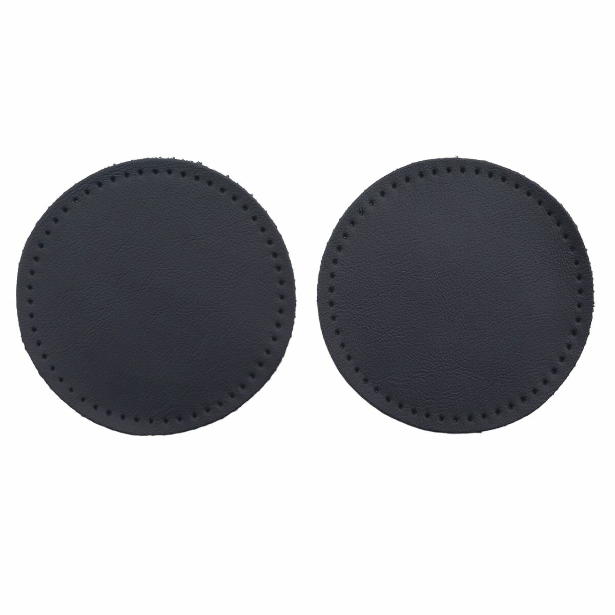 9121 Заплатки пришивные из кожи, круг d-8см с перфорацией, 2шт/упак, 100% кожа (05 темно-синий)