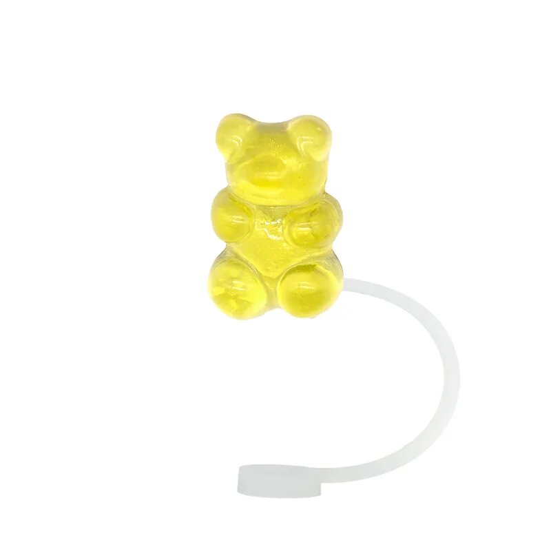 Соломенные крышки-медведи для стаканов Stanley из силикона Желтый, Yellow