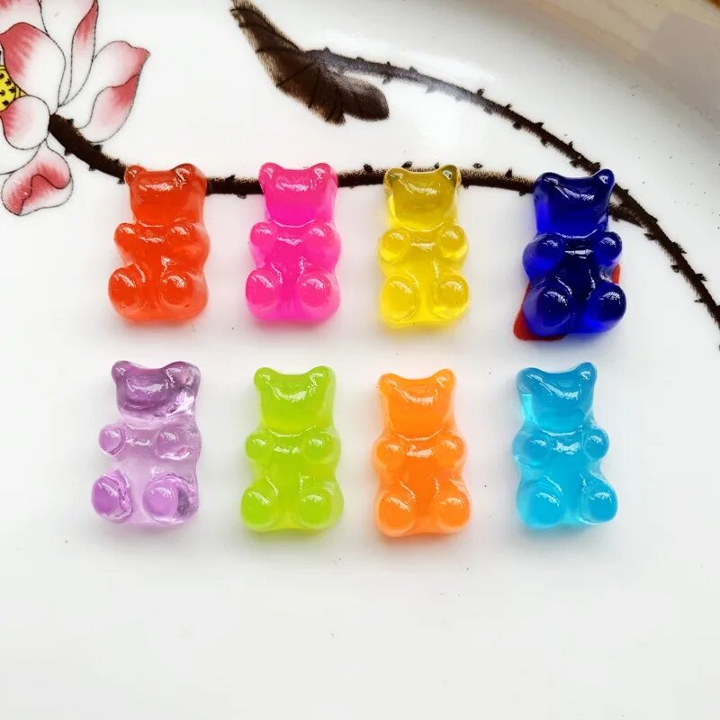 Кабошоны медвежата из смолы, 20 шт, цвет: Random mixed color-A