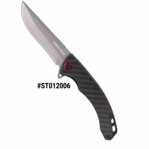 Нож складной "SWISS+TECH" Bi-Metal Carbide лезвие 9см, рукоять углеродное волокно ST012006