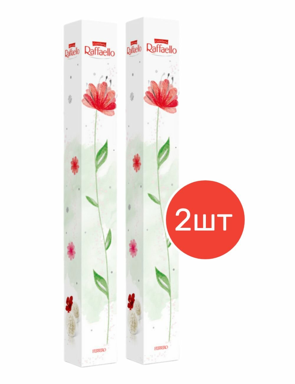 Конфеты в коробке Raffaello с миндалем в кокосовой обсыпке 80г роза 2 шт
