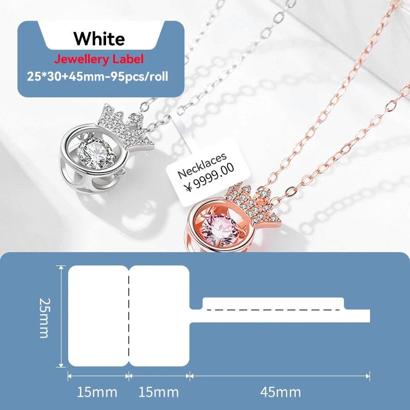 Белые этикетки для украшений 25x30+45mm-95pcs/roll