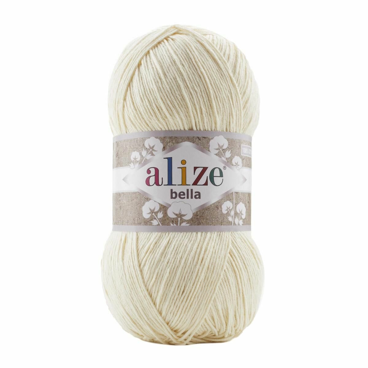 Пряжа ALIZE "Bella 100", 100 гр 360 м, 100% хлопок, 1 молочный, 5 шт