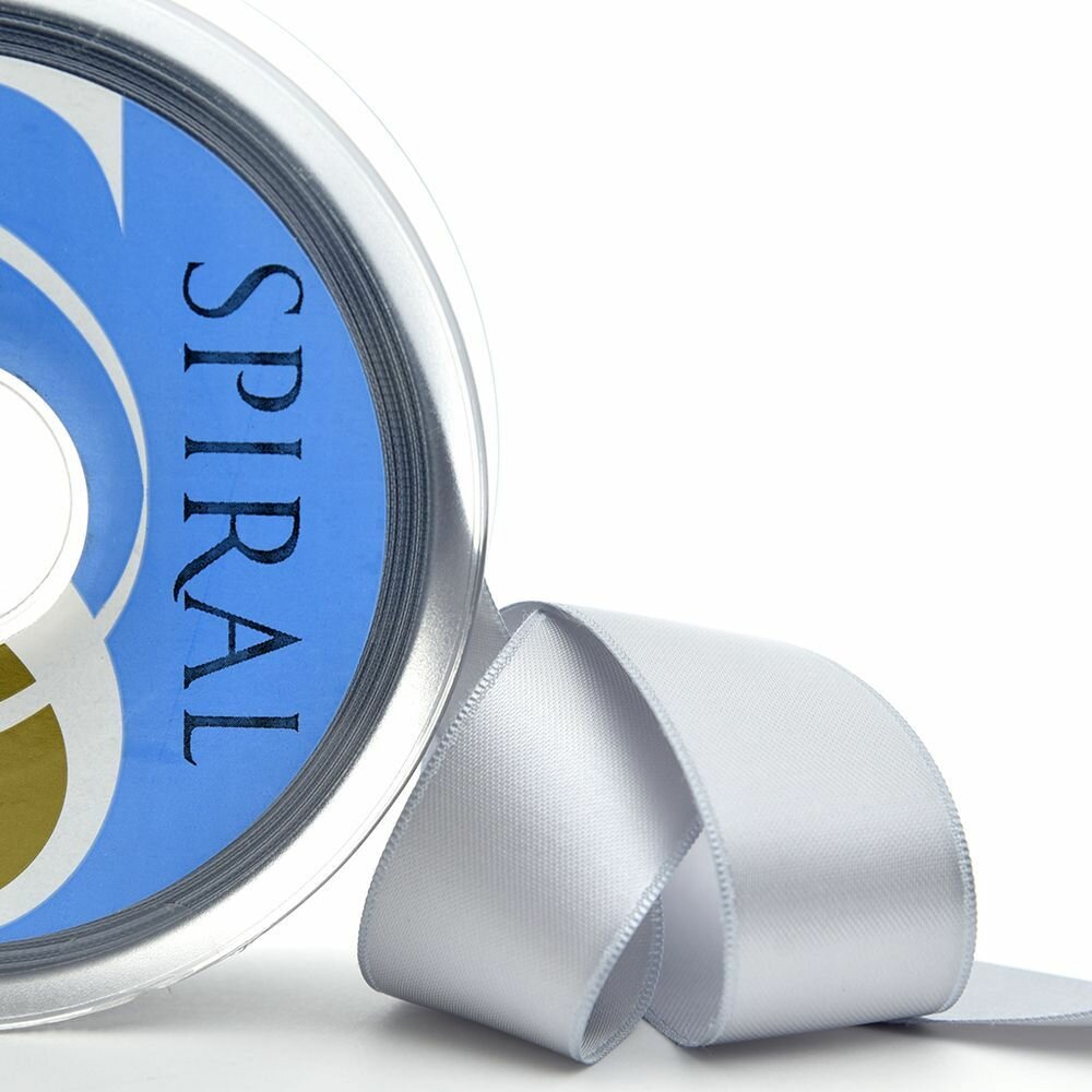 Лента атласная SAFISA Двусторонняя, 50 мм, 25 м, цвет 87, Жемчужный светло-серый