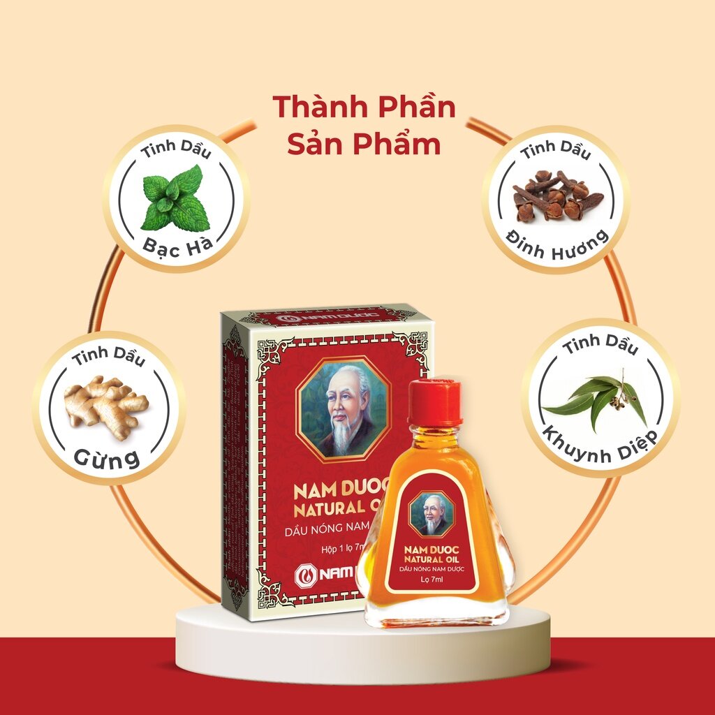 Травяное разогревающее масло Nam Duoc Natural Oil при простуде и головных болях, Вьетнам, 7 мл