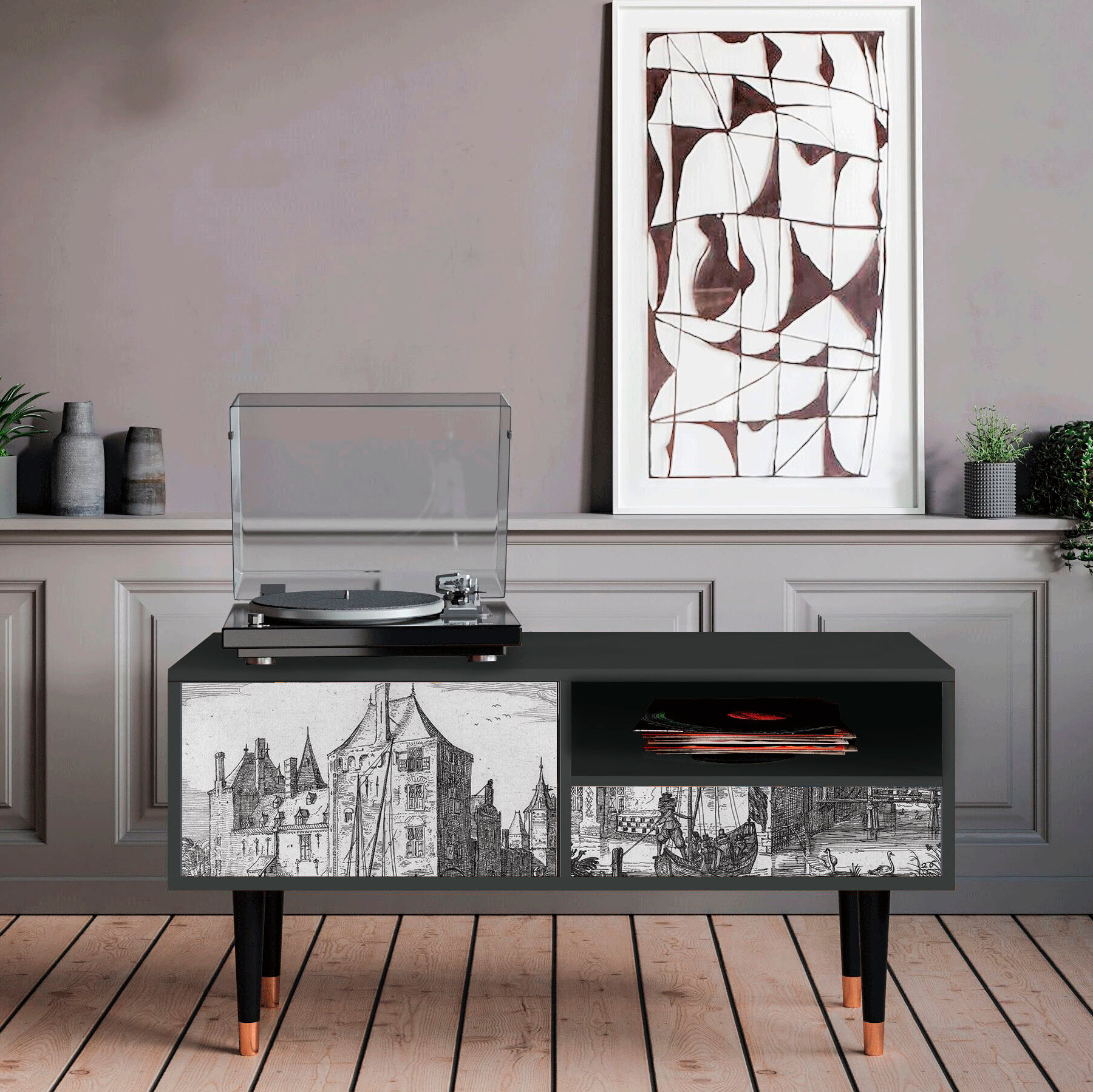 ТВ-Тумба - STORYZ - T3 Castle by Pieter Breugel, Размер - 115 x 59 x 48 см, Цвет корпуса - , Антрацит