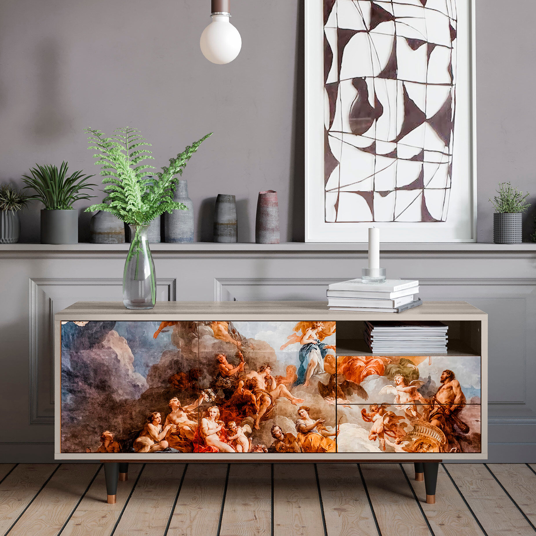 ТВ-Тумба - STORYZ - T7 Versailles by Michelangelo, Размер - 125 x 56 x 41 см, Цвет корпуса - , Сатин