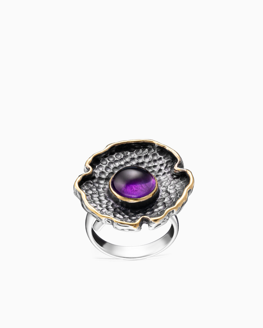 Кольцо SARKISSIAN, серебро, 925 проба, золочение, чернение, аметист