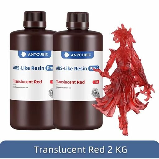 Фотополимерная смола Anycubic ABS+ LIKE Resin PRO 2 UV Resin для 3D принтера 2 шт, красный