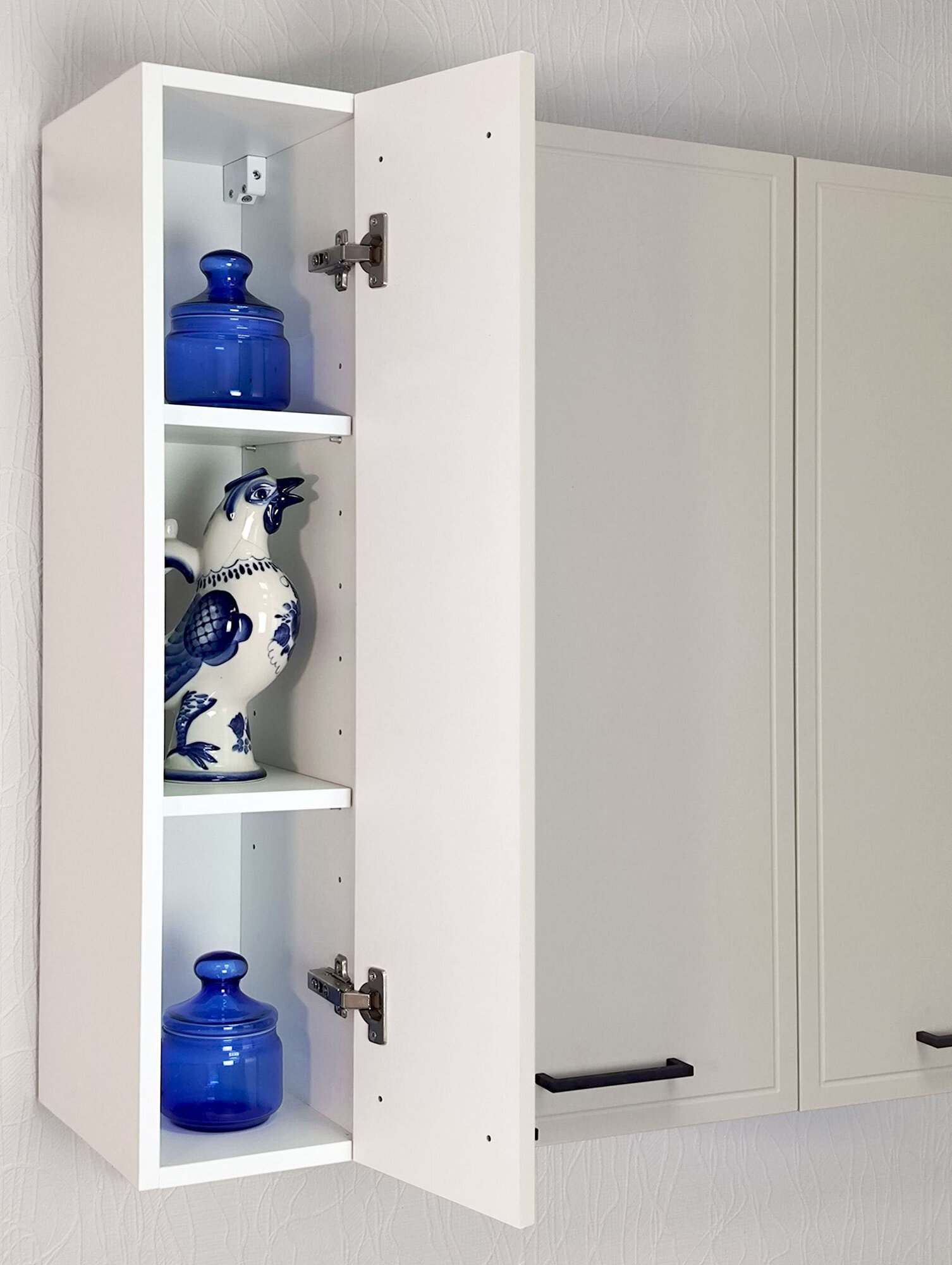 Кухонный гарнитур VITAMIN модульный шкаф навесной с полками, МДФ. Цвет "Серо-бежевый" ширина 20 см высота 90 см