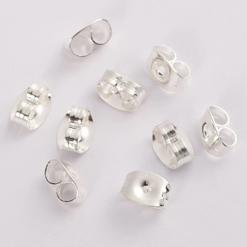 Металлические застежки для сережек-гвоздиков 3.7x5mm, Silver x100pcs