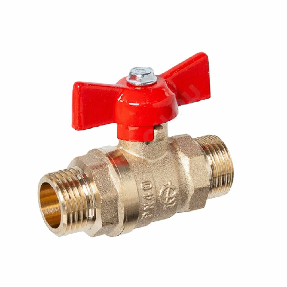 Кран шаровой латунь Стандарт 233 аналог 11б27п1 Ду 20 Ру40 НР бабочка красная галлоп 107204