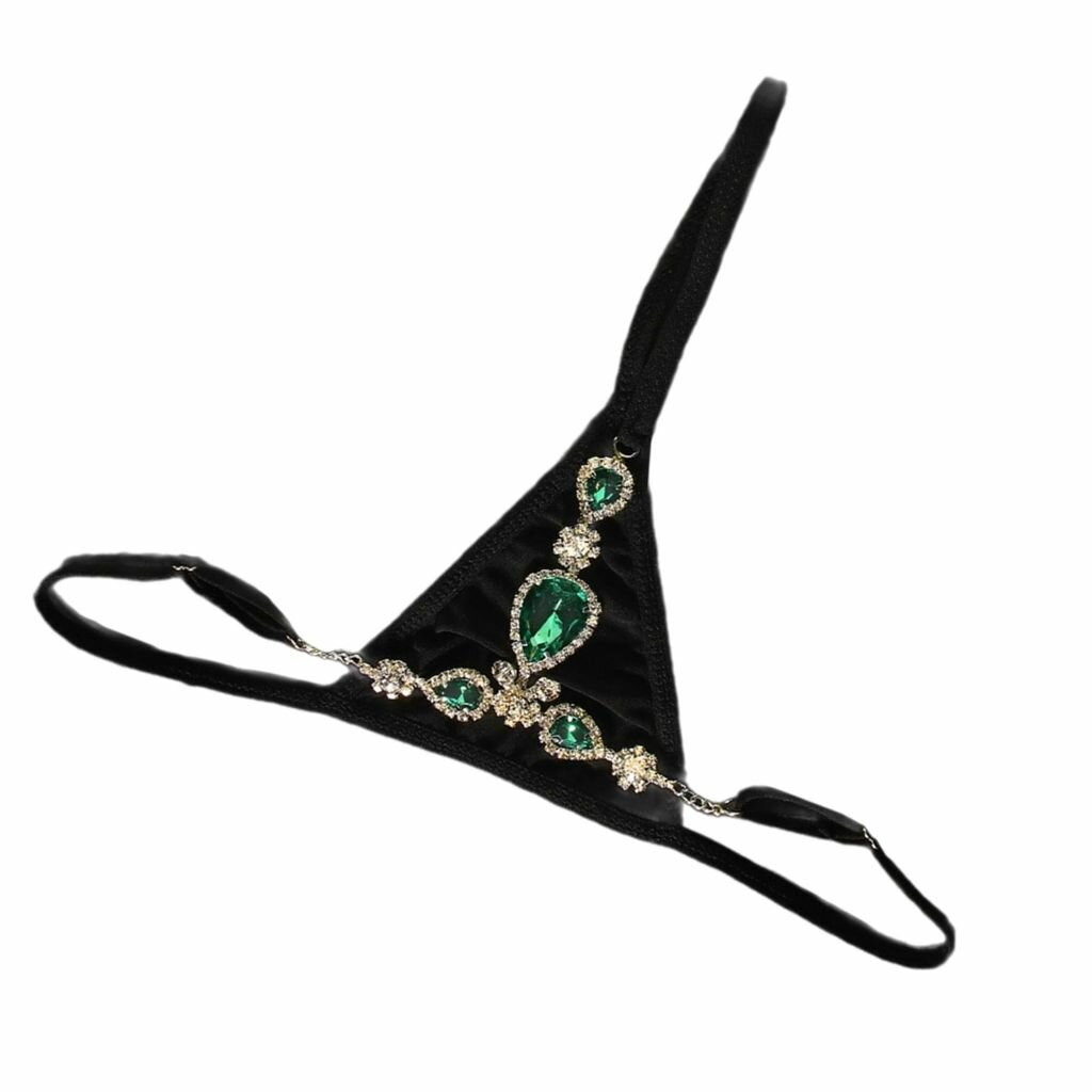 Женские стринги с цепочкой и бриллиантами