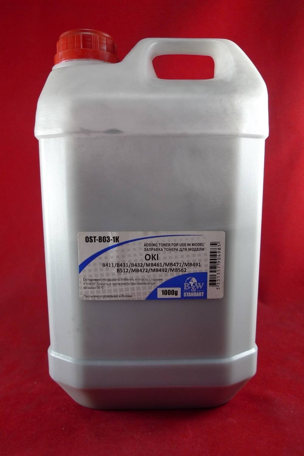 Тонер OKI B411/B431/B432/MB461/MB471/MB491/B512/MB472/MB492/MB562 Black (кан. 1кг) B&W Standart фас. Россия