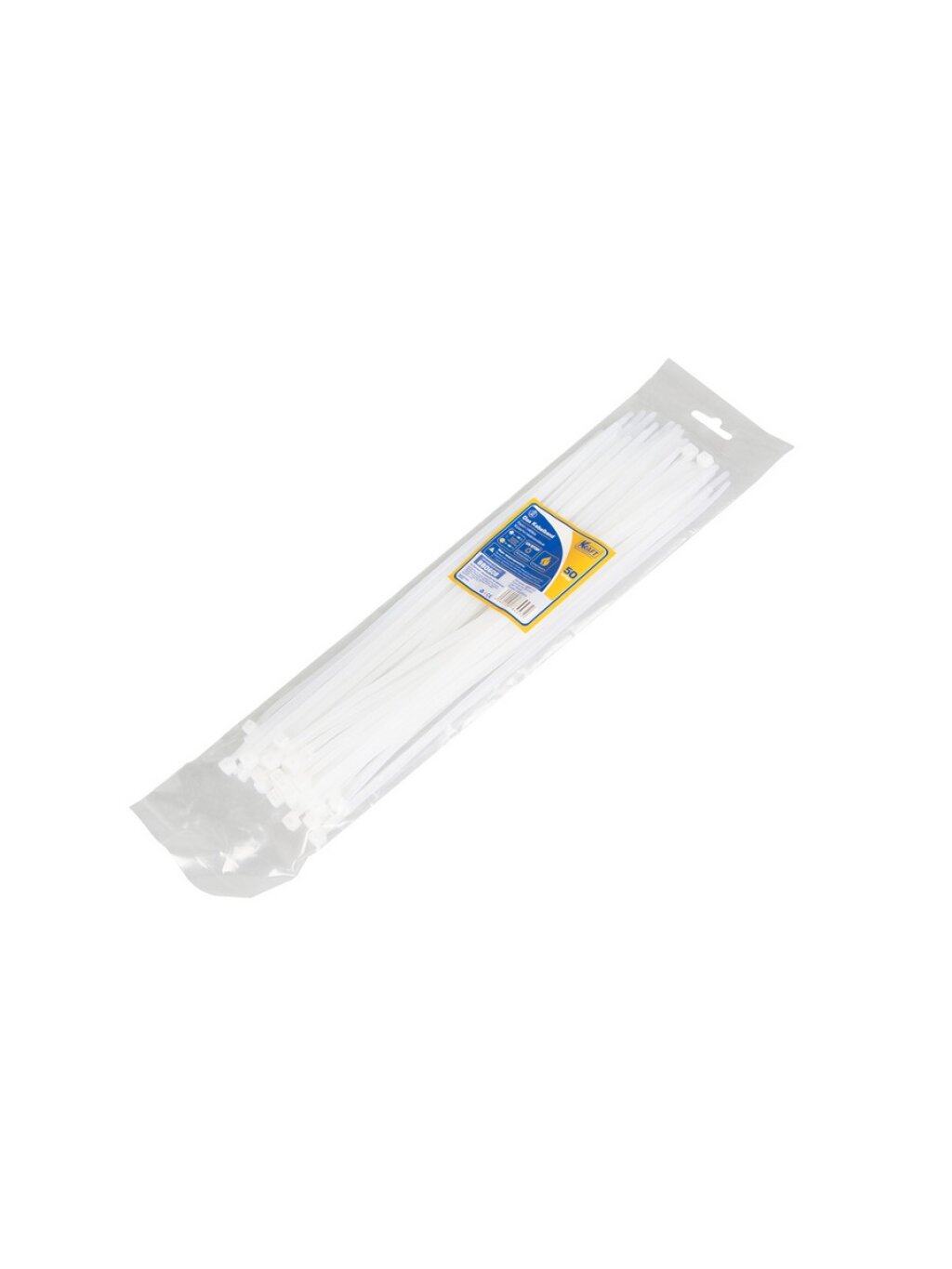 Хомут нейлоновый KRAFT 4.8 х 300 мм белый 50 шт