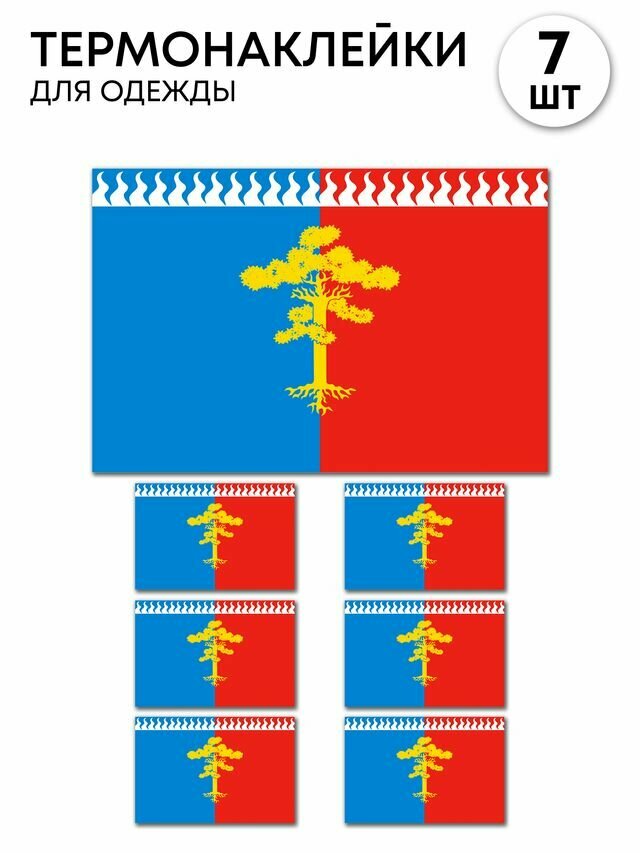 Термонаклейка принт на одежду Флаг Среднеуральска, 7 шт