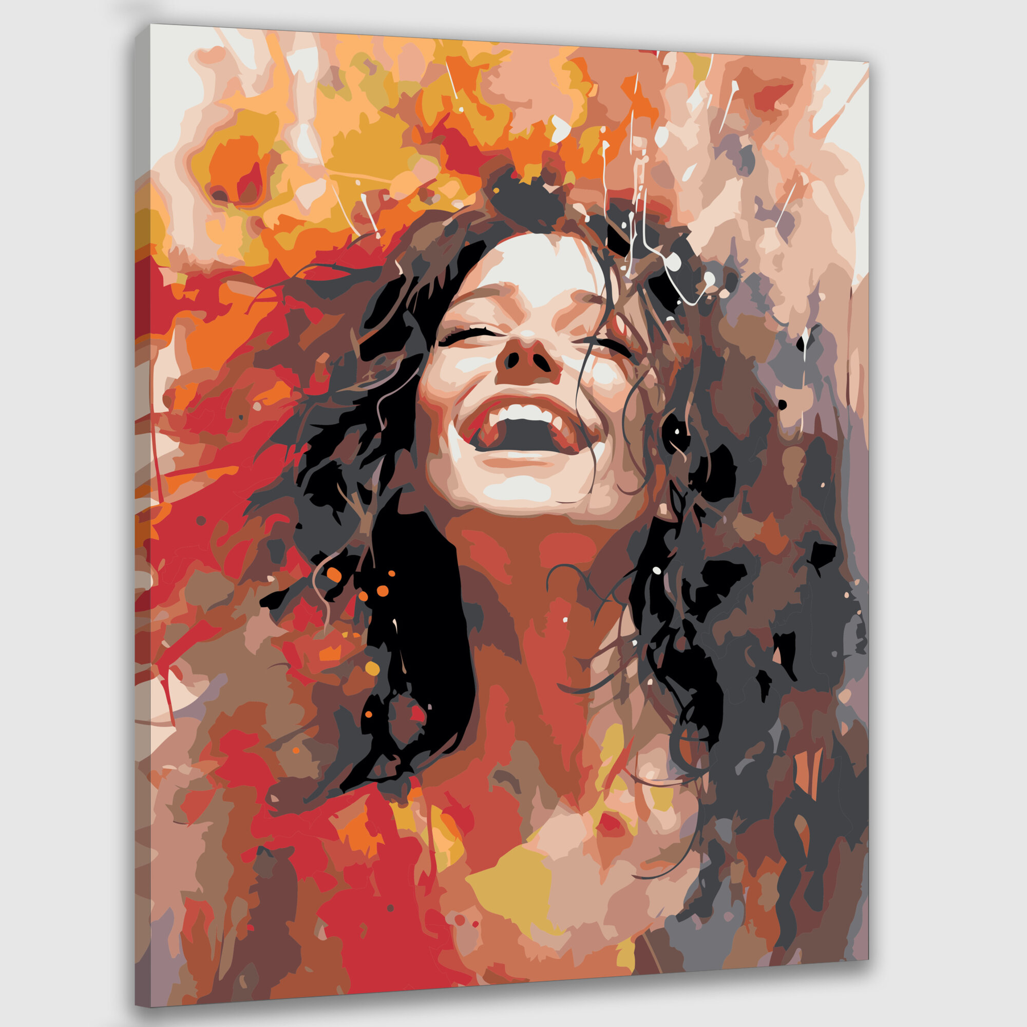 Картина по номерам 40x50 см, акварельная иллюстрация, молодая девушка, страсть, лицо, радость, решимость, яркие мазки