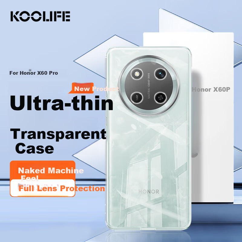 KOOLIFE Compatible with Honor X60 Pro Phone Case, Honor X60 Pro Phone Cover, Full Lens Protection, Simple Skin-Friendly Transparent Soft Case, Fingerprint-Resistant Outer Back Cover
