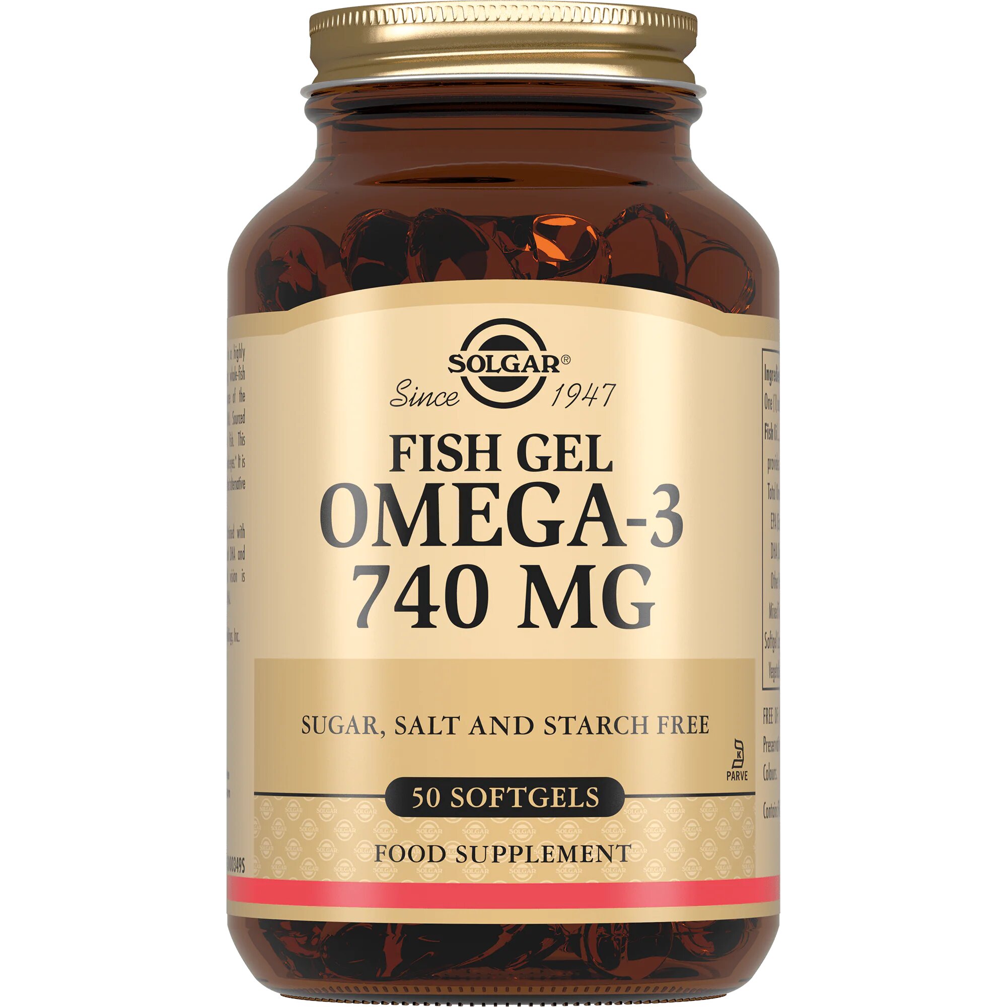 БАД Solgar Капсулы "Рыбий жир 740 мг", 50 шт. Fish Gel Omega-3 740 mg