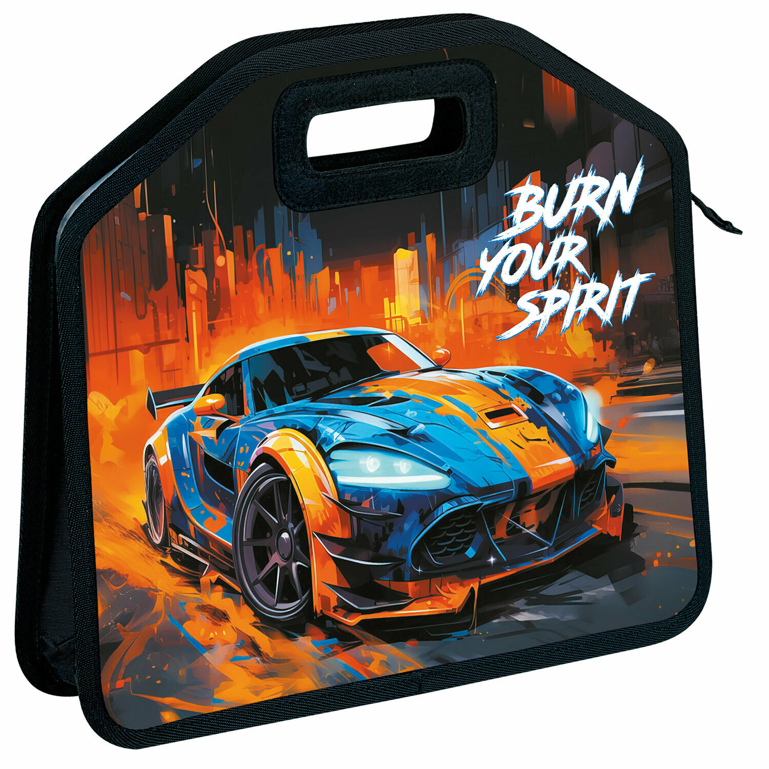 Папка-сумка юнландия, 1 отделение, фетровые ручки, 34х30х11 см, "Race car", 273382