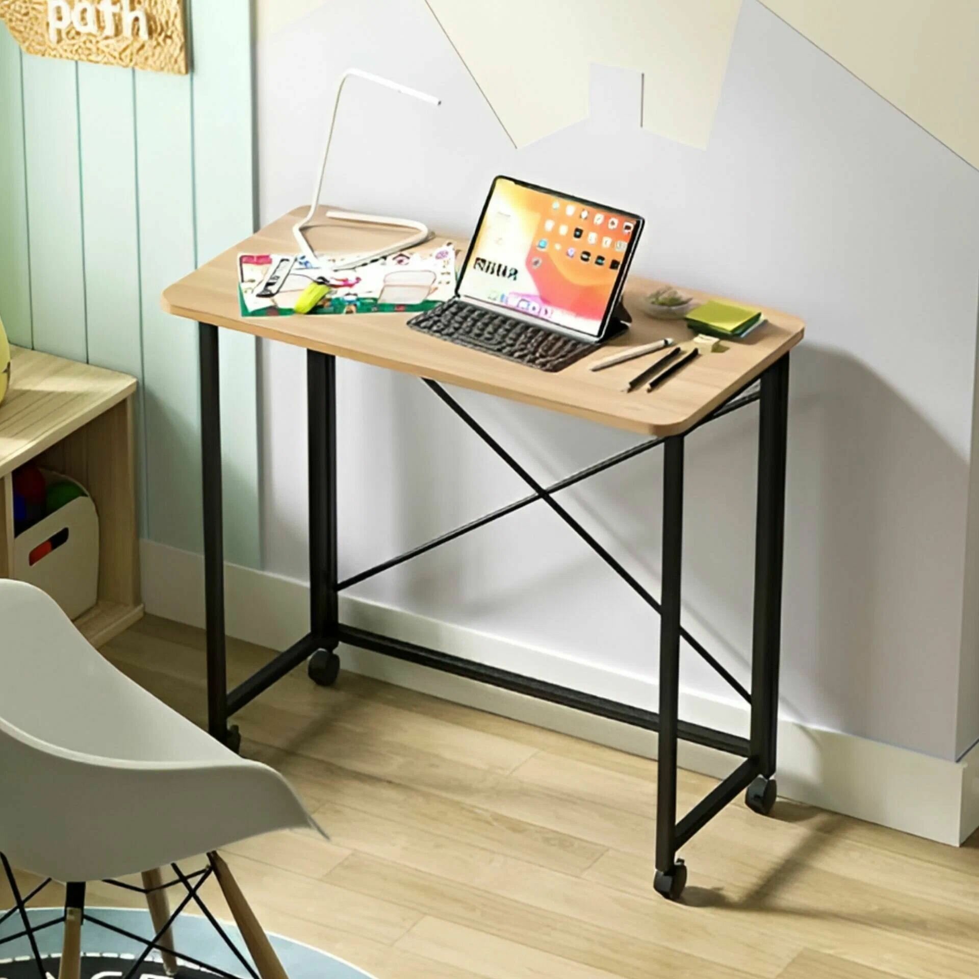 Стол письменный складной СП-4 1000 Дуб Вотан / Чёрный ширина 100 см ЛДСП без ящиков для школьника