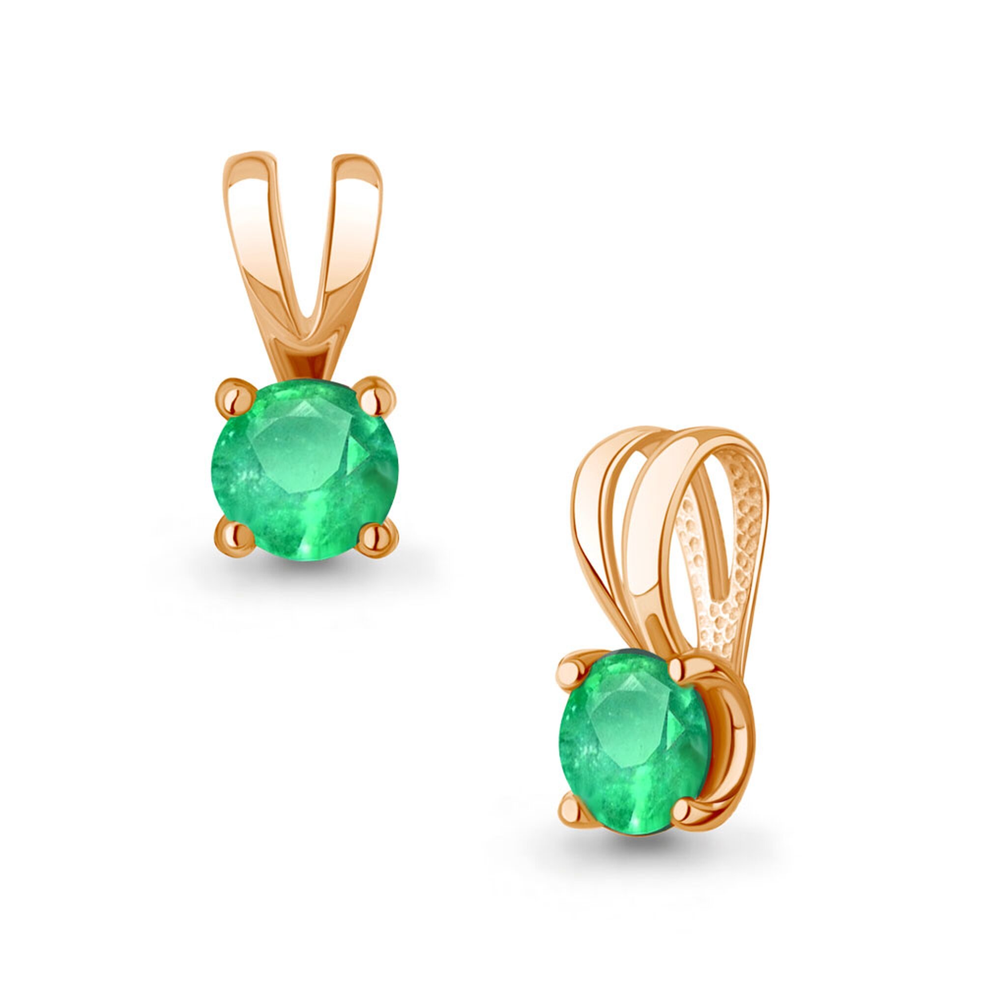 Подвеска, красное золото, 585 проба, изумруд