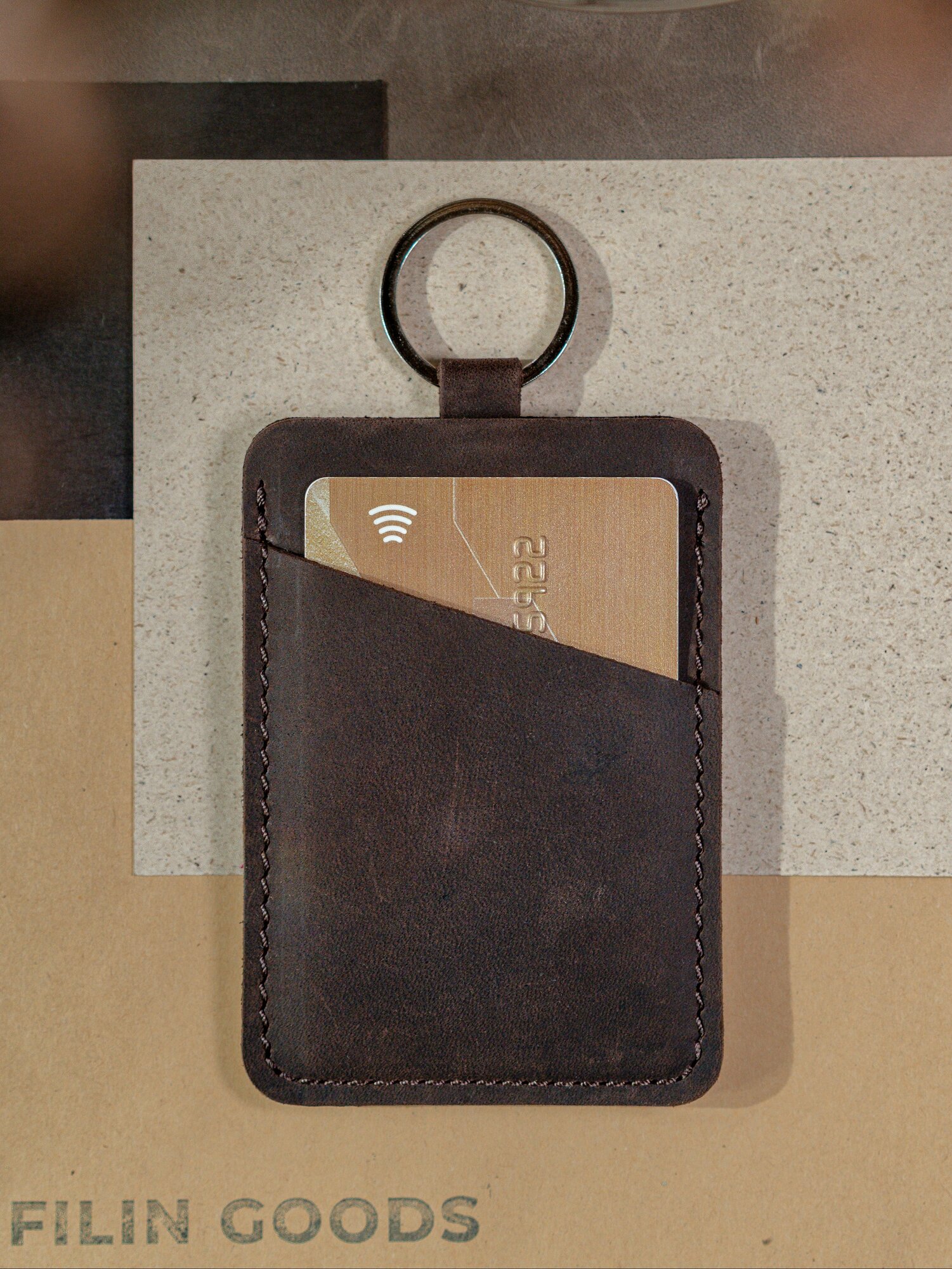 Кожаный чехол бейдж для пропуска/Картхолдер из натуральной кожи