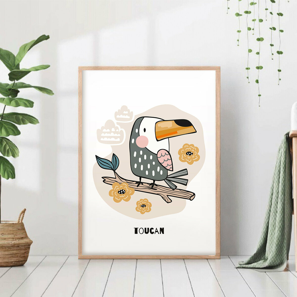 Постер "Птица тукан для детской" 40x50 без рамки на стену для интерьера