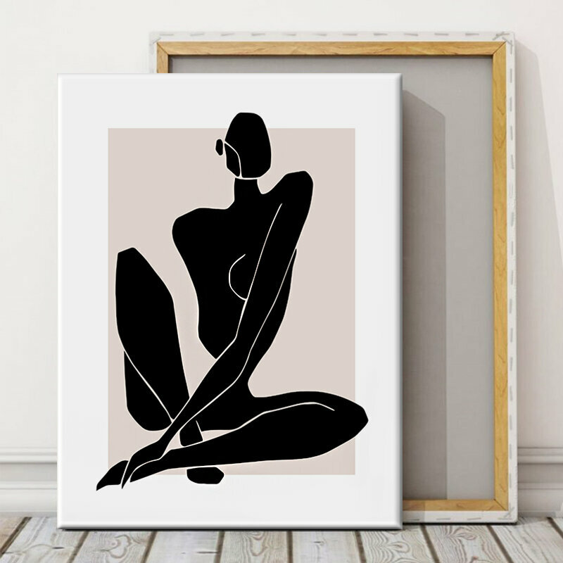 Картина на холсте 50х70 см "Матисс, черный силуэт", на стену для интерьера