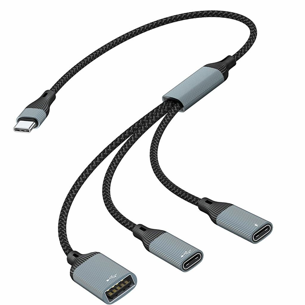 Разветвитель Type C поддерживает зарядку мощностью 60 Вт-2 USB 1