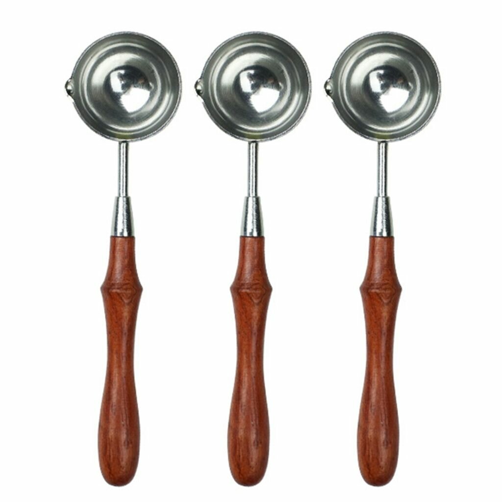 Форма для свечей, Печать для воска - серебро - средняя деревянная ручка, 3 шт