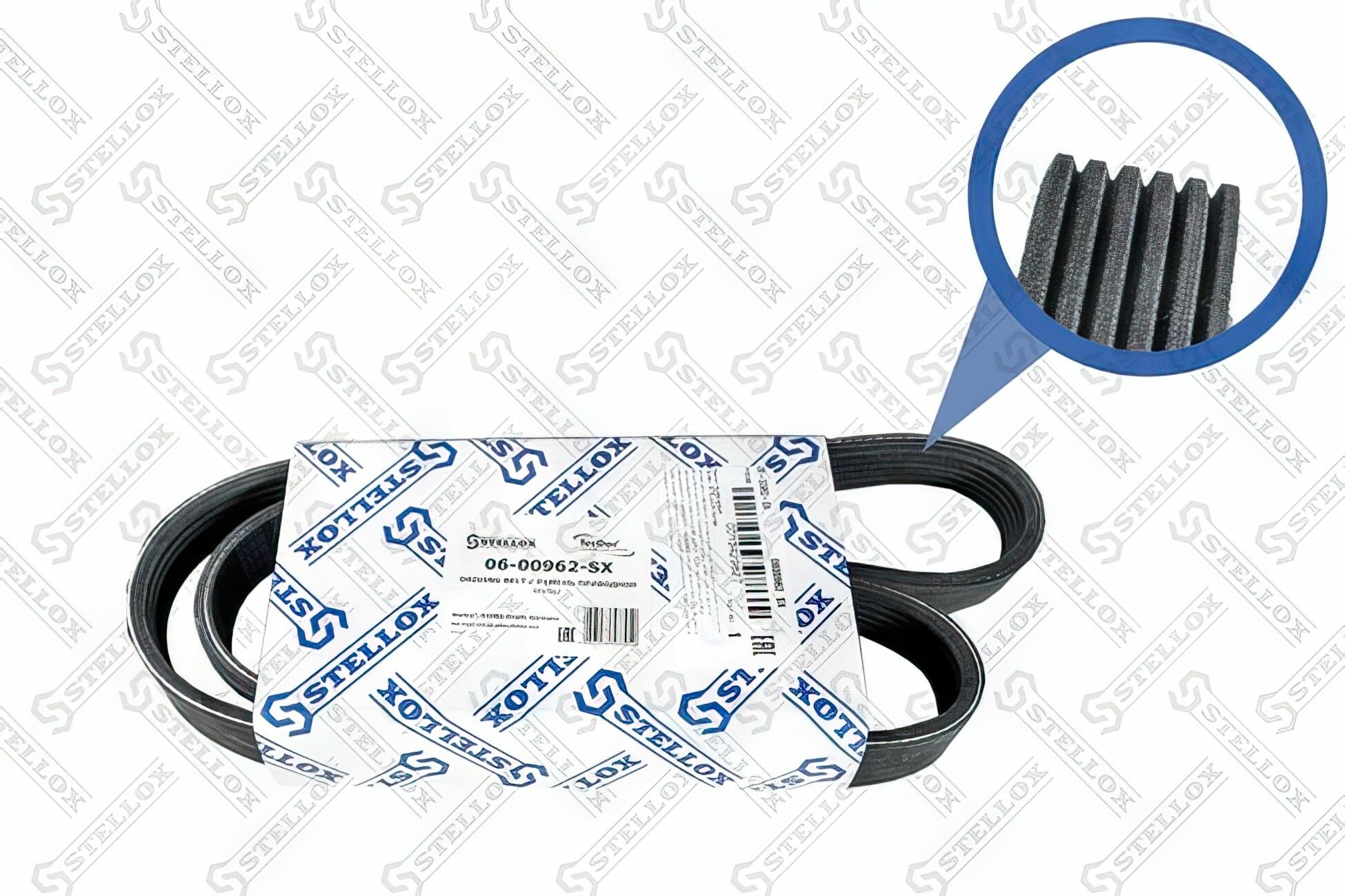 Ремень поликлиновой 6PK962 для Форд Фокус 2, 3, Мазда CX-5, Тойота Королла, Фольксваген Пассат B3 B4 06-00962-SX STELLOX