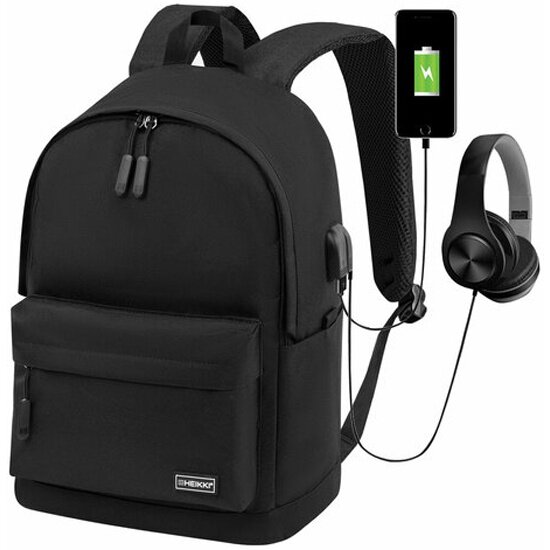 Рюкзак Heikki 272560 ACTIVE USB-порт черный 44х31х14 см