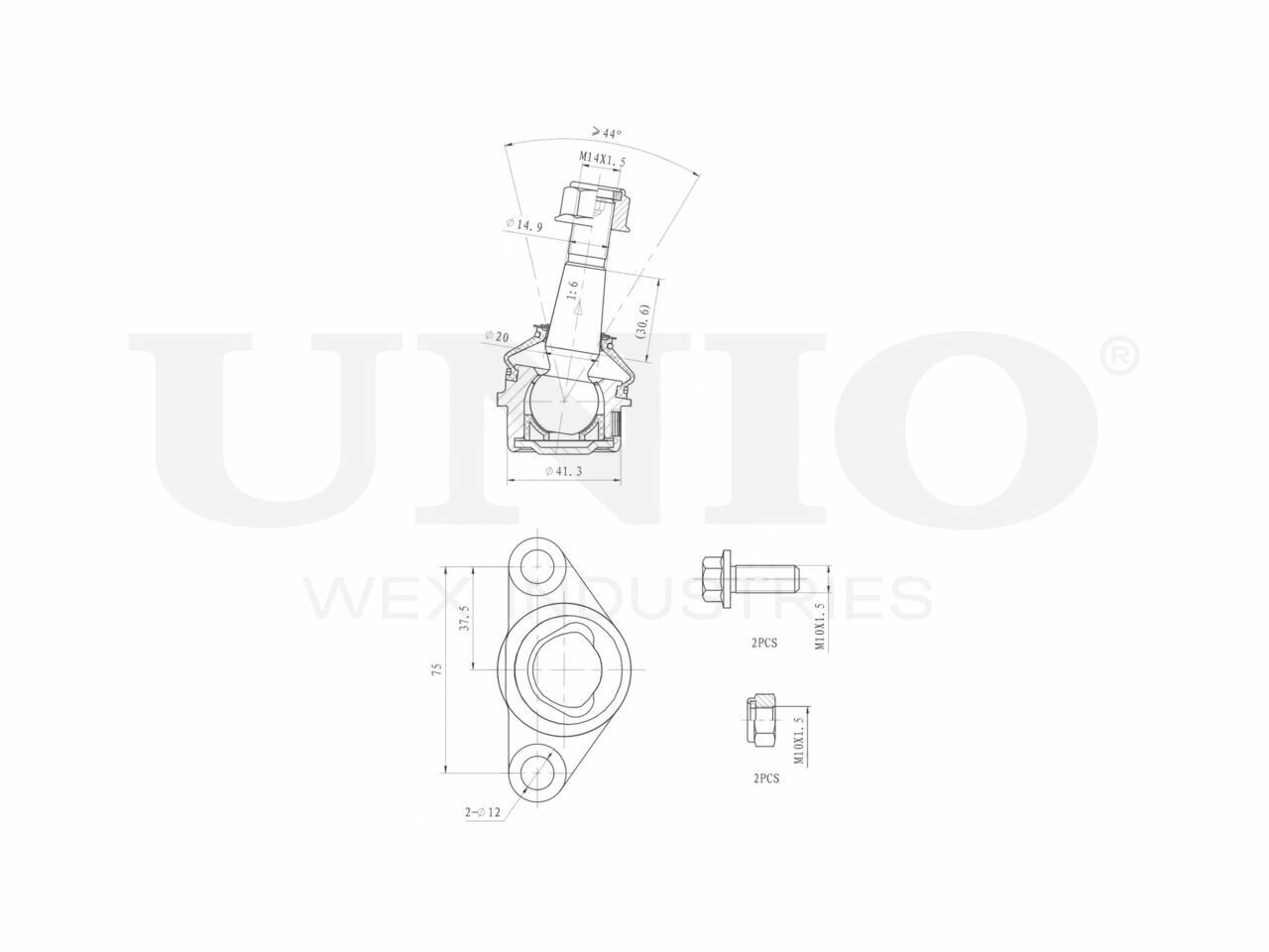 Опора шаровая передняя нижняя, для Вольво XC90 02-, S60 00-, V70 II 99-, Volvo 99-, артикул SSP-20139 производителя UNIO