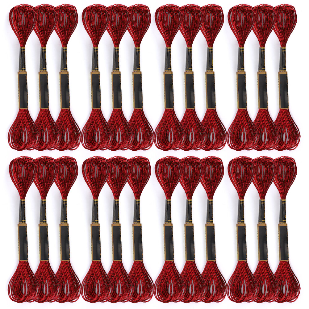 24 шт. Мулине Красные Нитки для Вышивания Крестом Глянцевые Плетеные Пряжа Хлопковые Мотки Ручной Ра