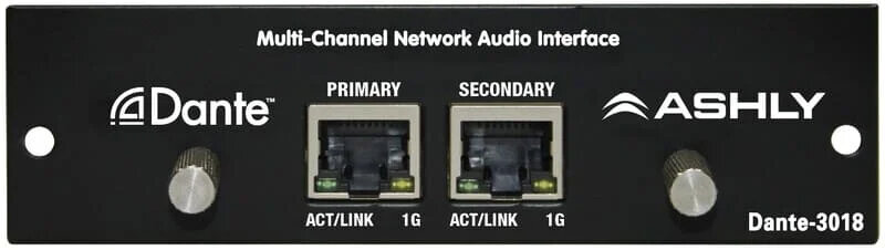 Dante-3018 Dante™ аудиоинтерфейс Dante для микшерного пульта digiMIX18, 18 входов/30 выходов, вес 0,19 кг, Ashly