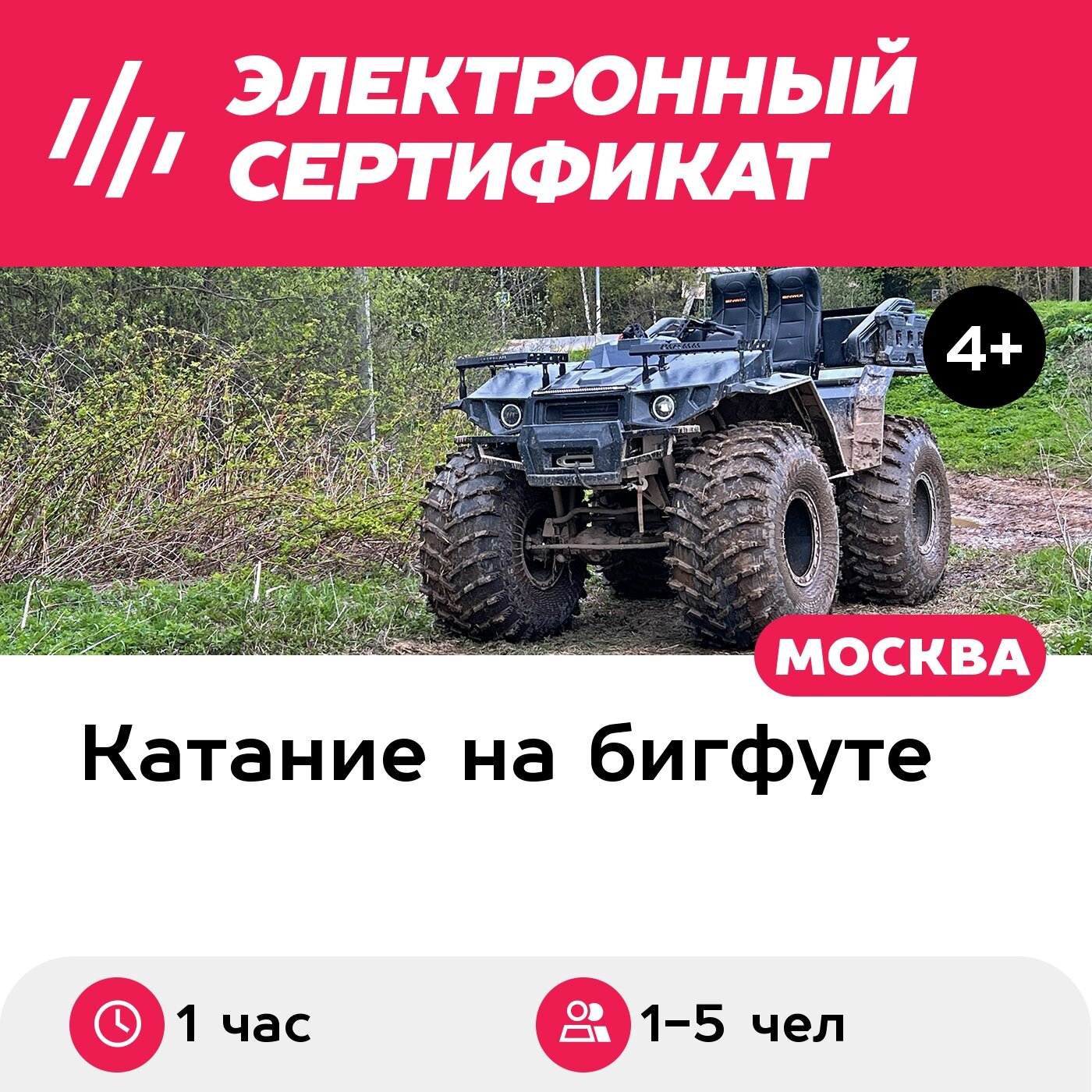 Подарочный сертификат Тур Знакомство, бигфут Сокол Трофи UTR / Enwix UTR, 1-5 чел. (1 час)