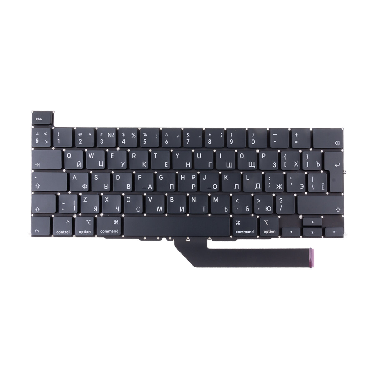 Клавиатура для ноутбука MacBook Pro 16 (A2141) (Г-образный Enter RU) <черный>
