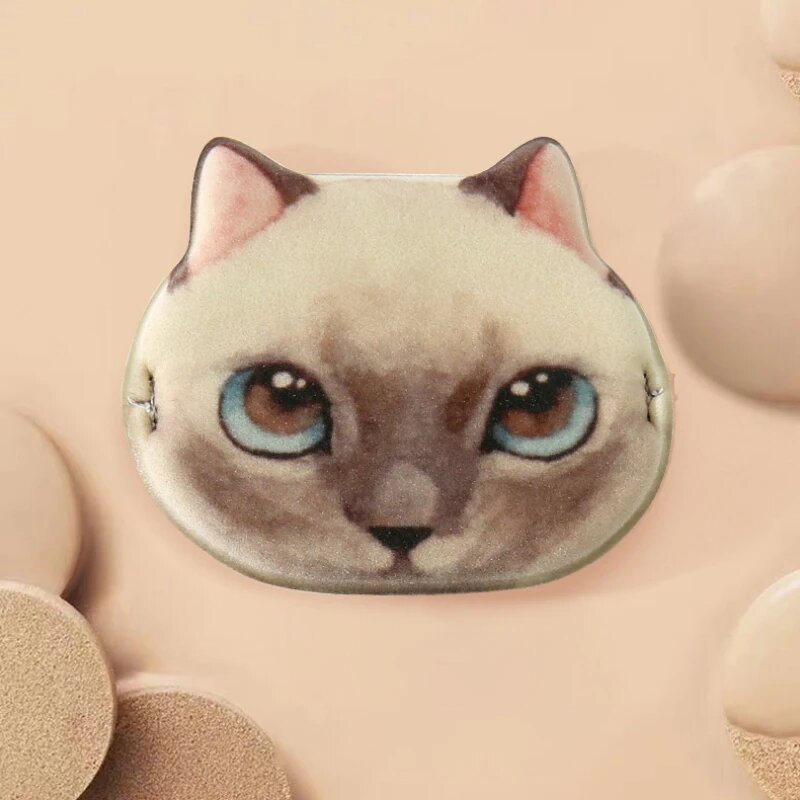 Пуховка для пудры с котом 1шт. 03Green-1Pc