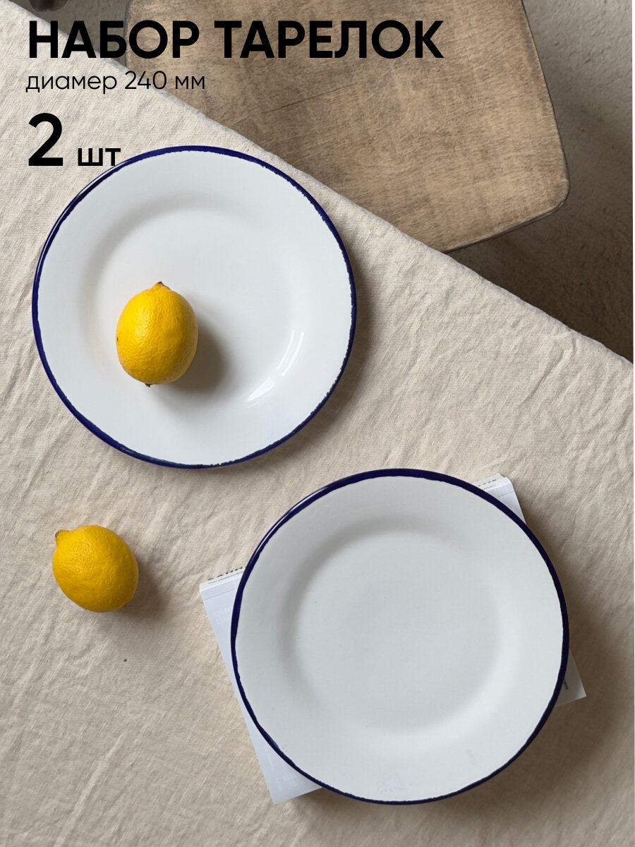 Набор фарфоровых тарелок 2 шт, диаметр 240 мм, Chasha для свч и посудомойки