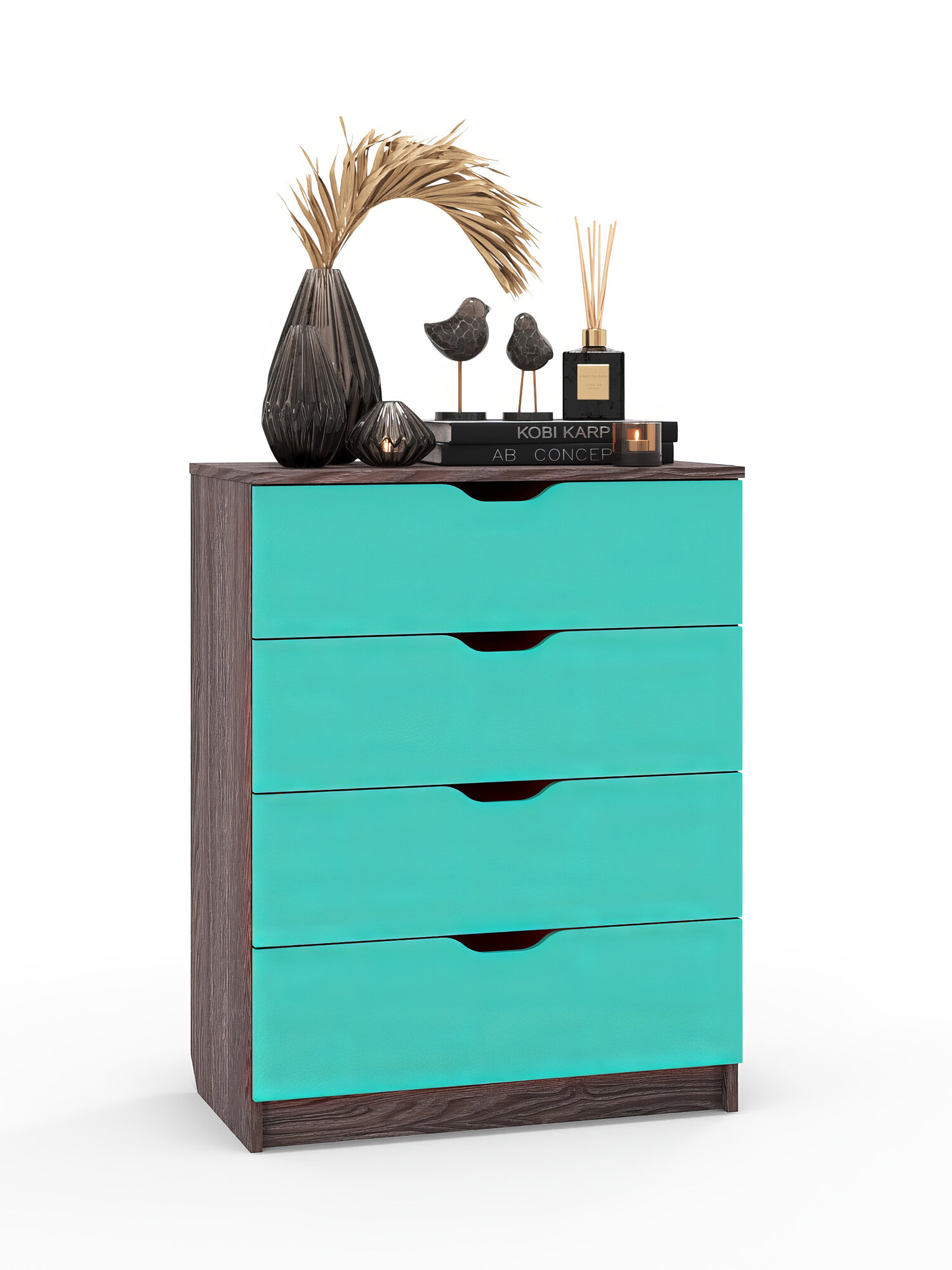 Есэндвич Grand-Лаворо-3 Комод 70х90х40 см, с ящиками (Анкор тёмный/Аква)