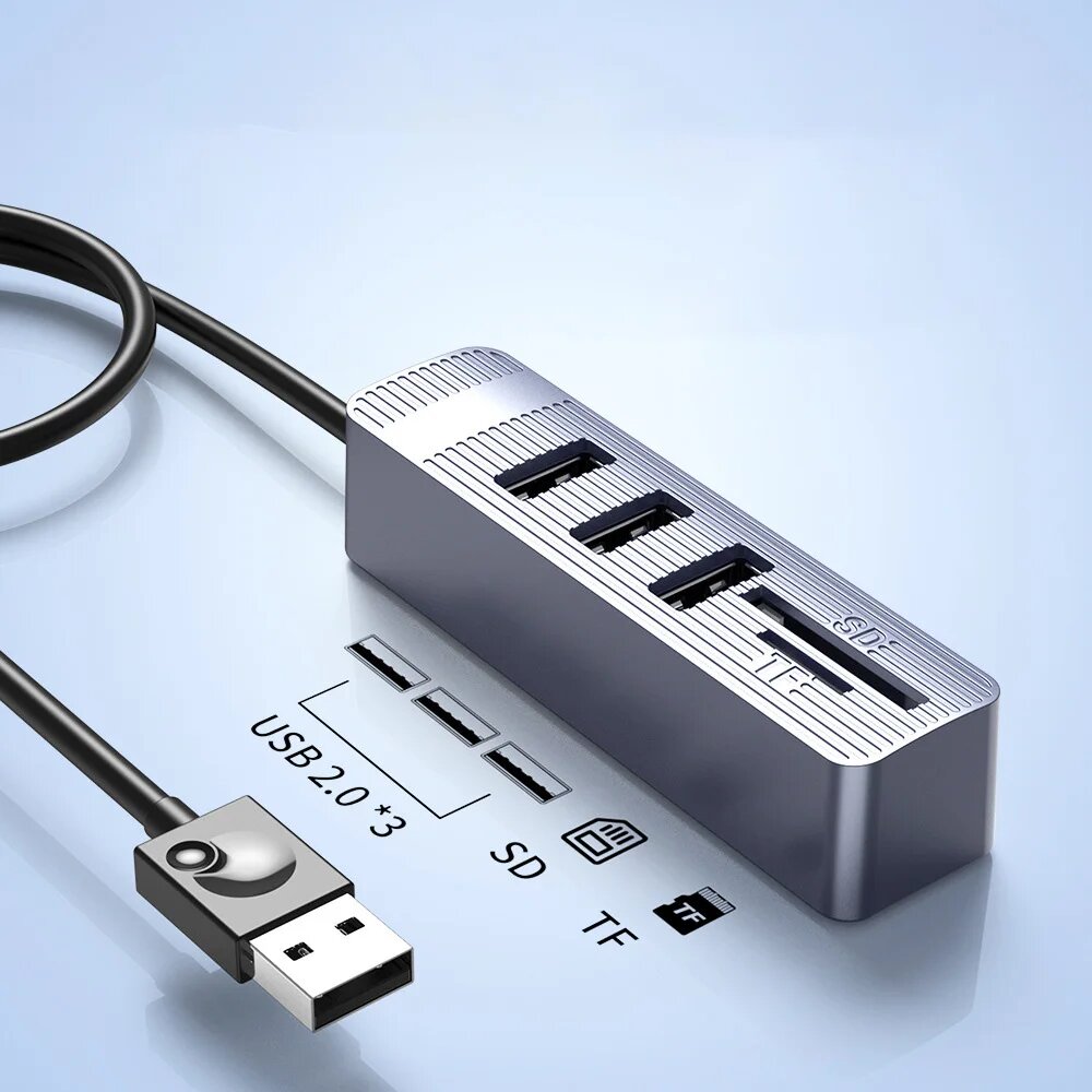 Elough 5-портовый USB-хаб с кардридером SD/TF