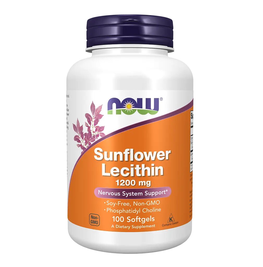 Now Лецитин подсолнечника 1200 мг / Sunflower Lecithin 1200 mg капсулы массой 1845 мг 100 шт