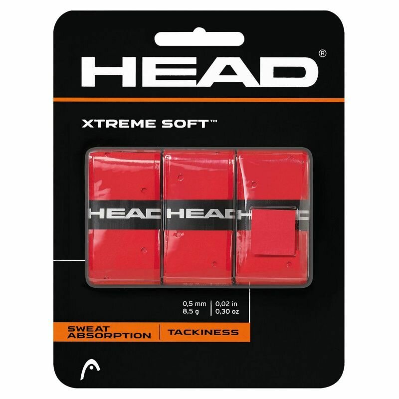 Овергрипы Head Xtreme Soft Grip, намотка для теннисной ракетки 0.5 мм, 3 шт, красный