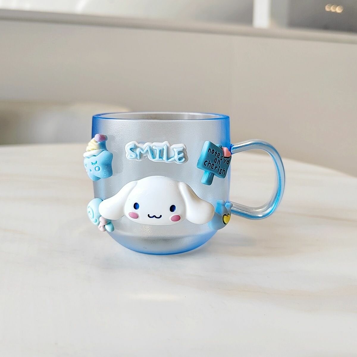 Кружка "Элегантная русская классика", с узорами, голубая/светло-синяя, пластик, 10 см, 1 шт