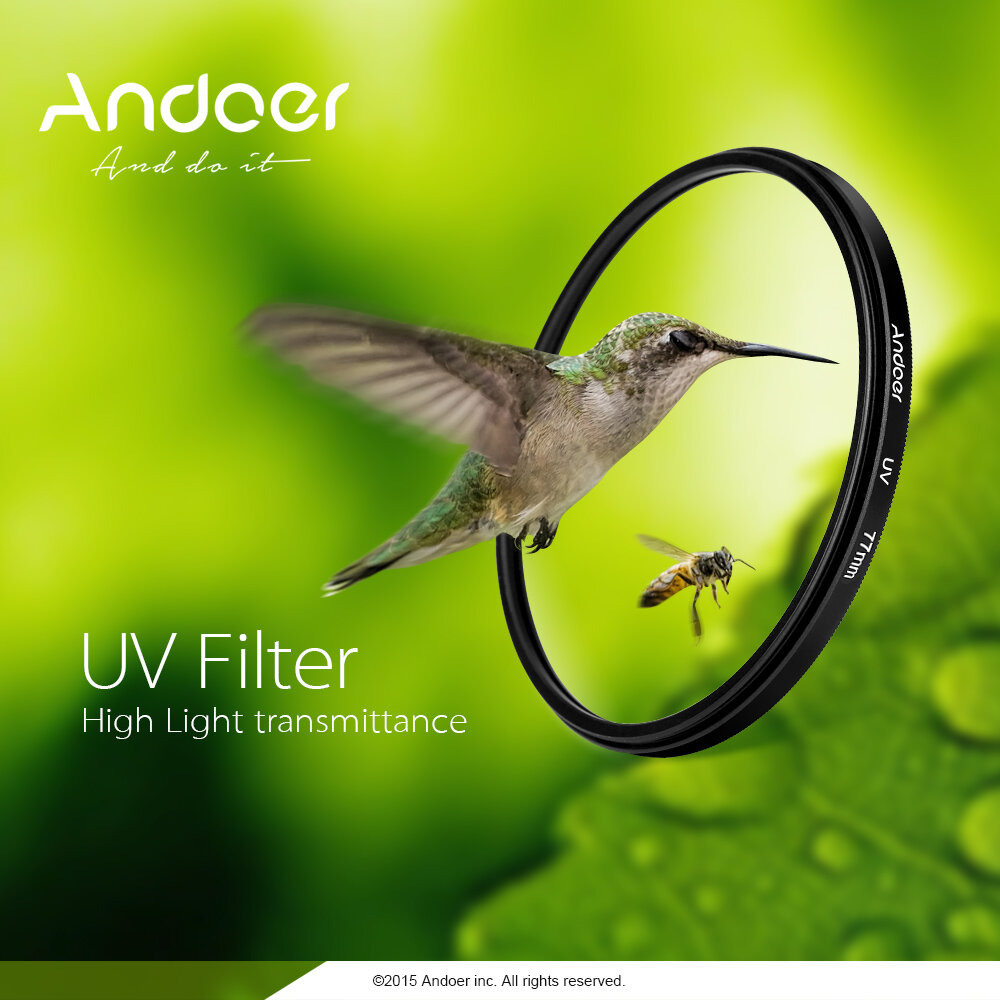 Комплект из 8 круговых поляризационных фильтров Andoer 55mm UV+CPL+Close-Up+4 +Star с сумкой для фотоаппаратов Nikon, Canon, Pentax и Sony DSLR: поляризационный, макро- и звездный фильтр.