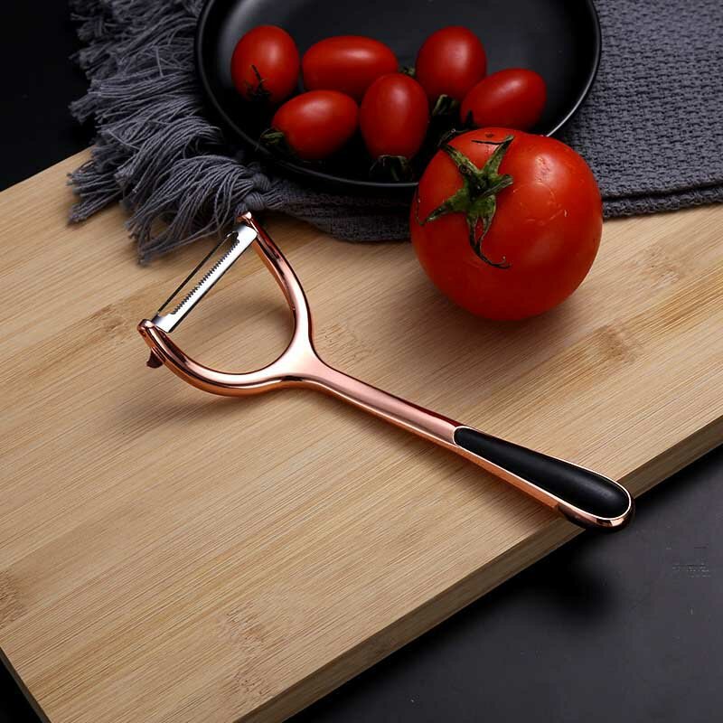 Овощечистка для фруктов и овощей, нержавеющая сталь, золотистая, 17 см